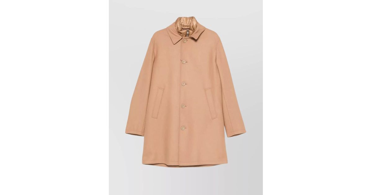 Herno Padded Coat With Collared Design And Pockets in Natural for Men ...