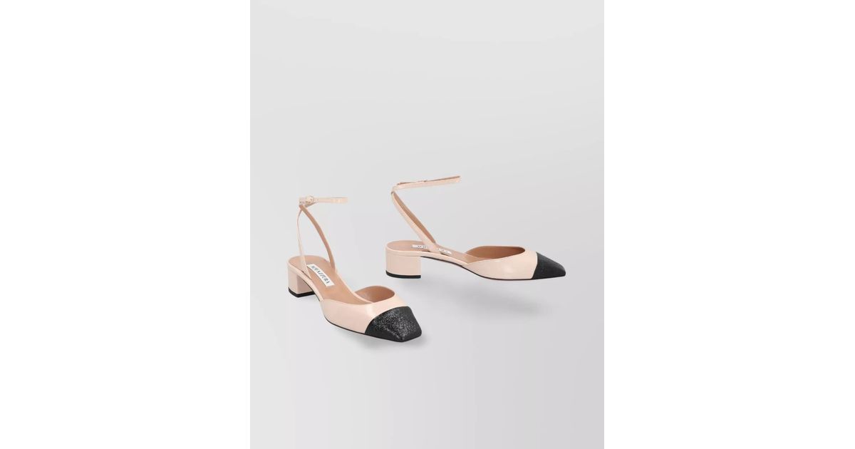 Aquazzura Two-Tone Leather Slingback Pumps in White | Lyst