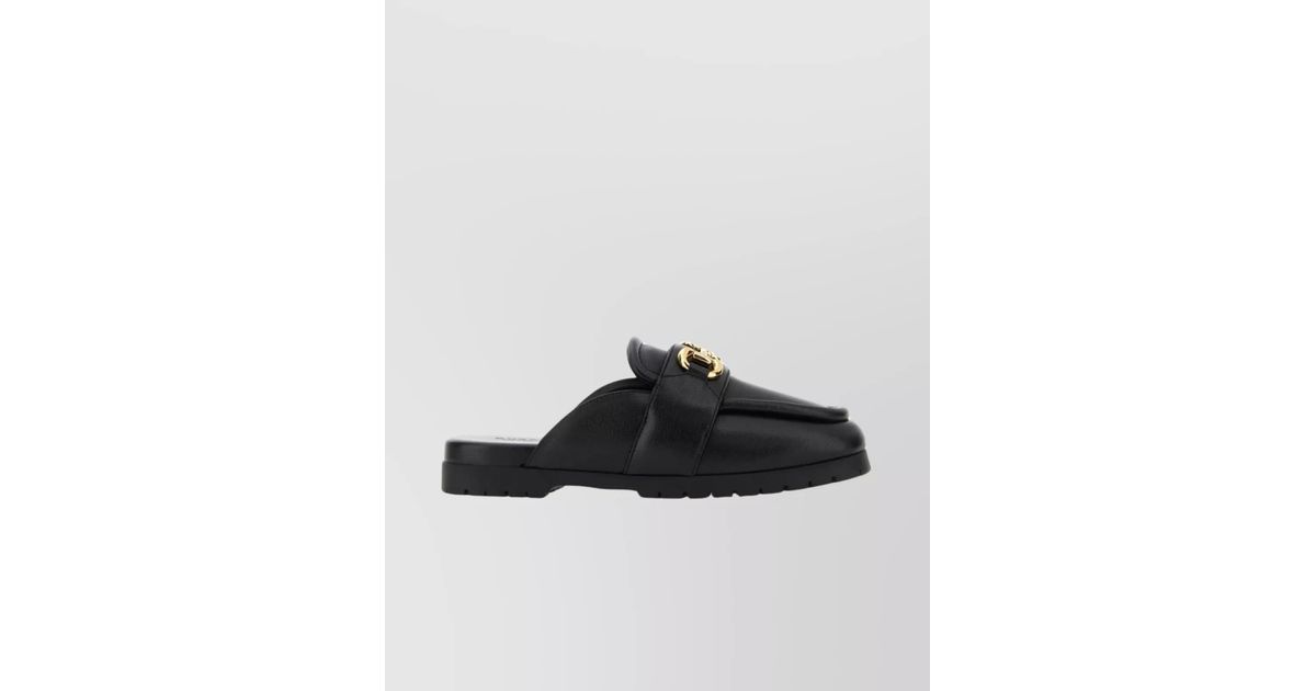 Gucci Leather Slide Sandals With Horsebit Detail in Black | Lyst