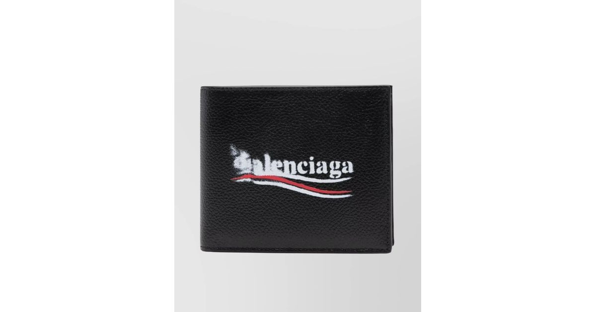 Balenciaga Bi-Fold Leather Wallet With Grained Texture in Black for Men ...