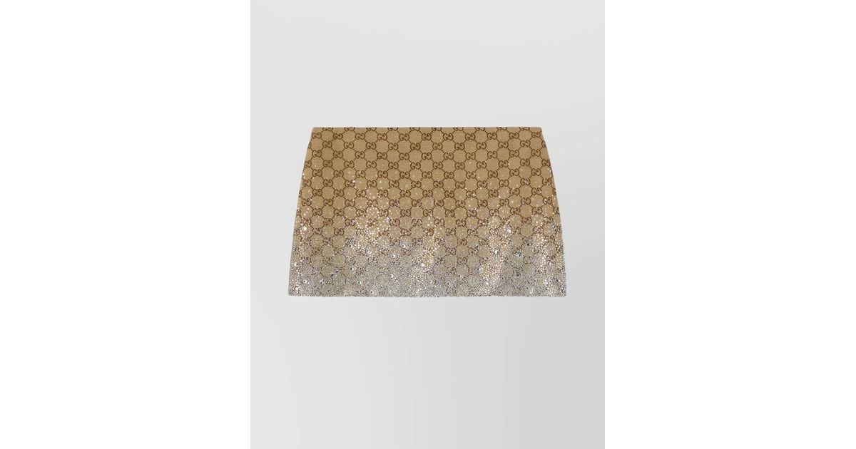 Gucci Crystal Appliqué Gradient Mini Skirt in Natural | Lyst