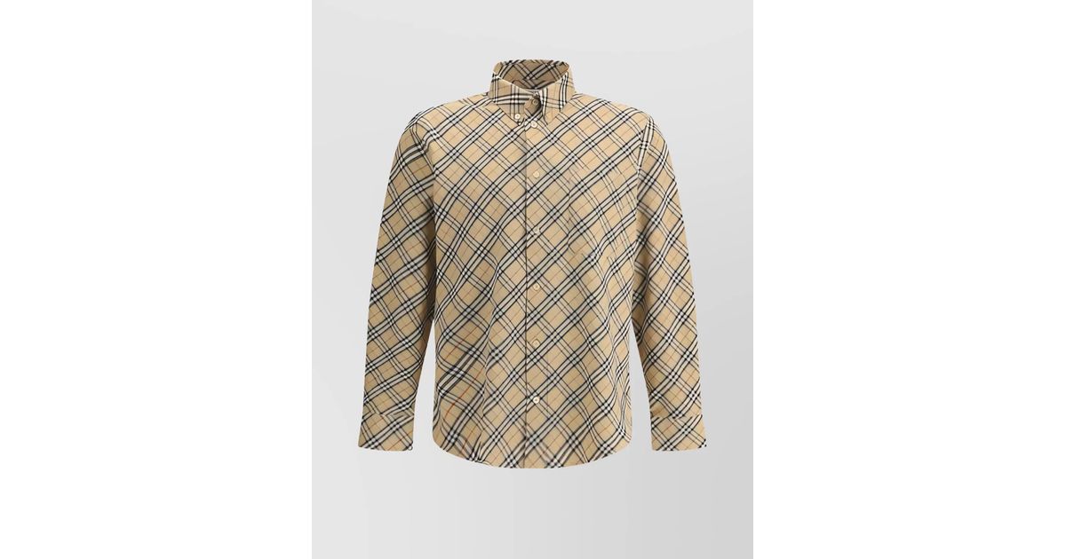 Burberry Check Shirt With Button-Down Collar And Chest Pocket in White ...