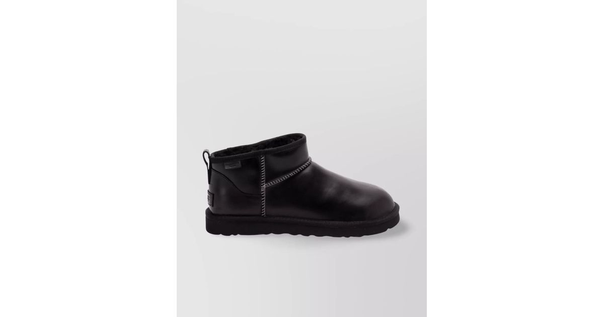 UGG Short Boots With Round Toe And Stitch Detailing in Black for Men ...