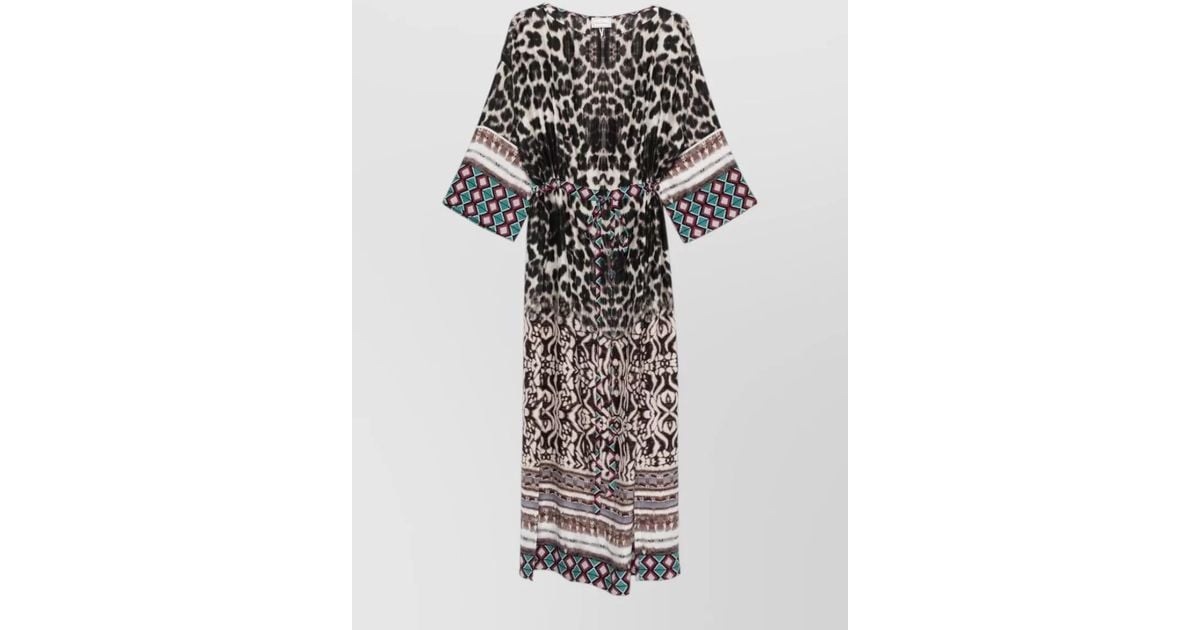 Pierre Louis Mascia Silk Dress Animal Print Belted Waist in White | Lyst UK