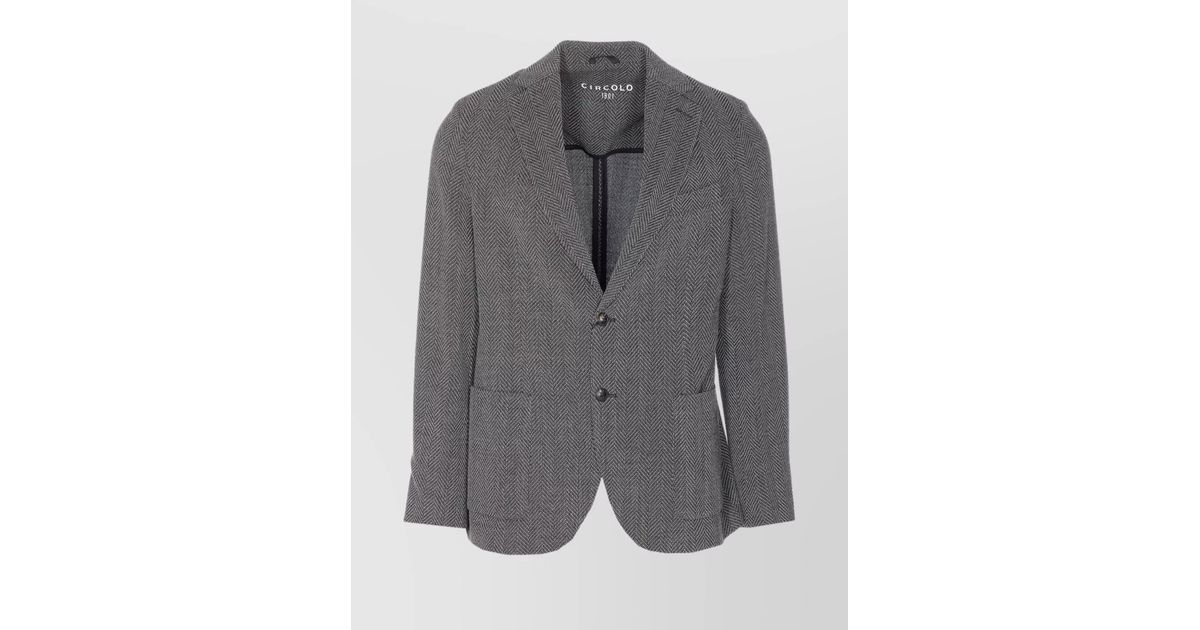 Circolo 1901 Chevron Motif Single Breasted Jacket in Grey for Men | Lyst UK