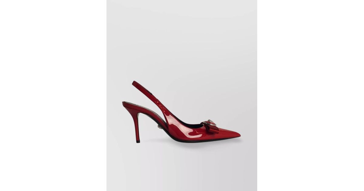 Versace 'Gianni Ribbon' Bow Patent Slingbacks in Red | Lyst