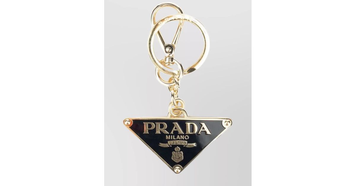 Prada Keyring Triangle Shape-Tone Hardware Attachment in White | Lyst