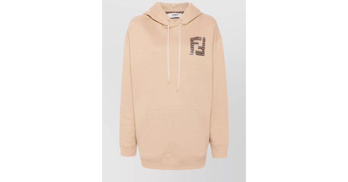Fendi Hoodie With Drawstring Hood And Drop Shoulder in Natural | Lyst