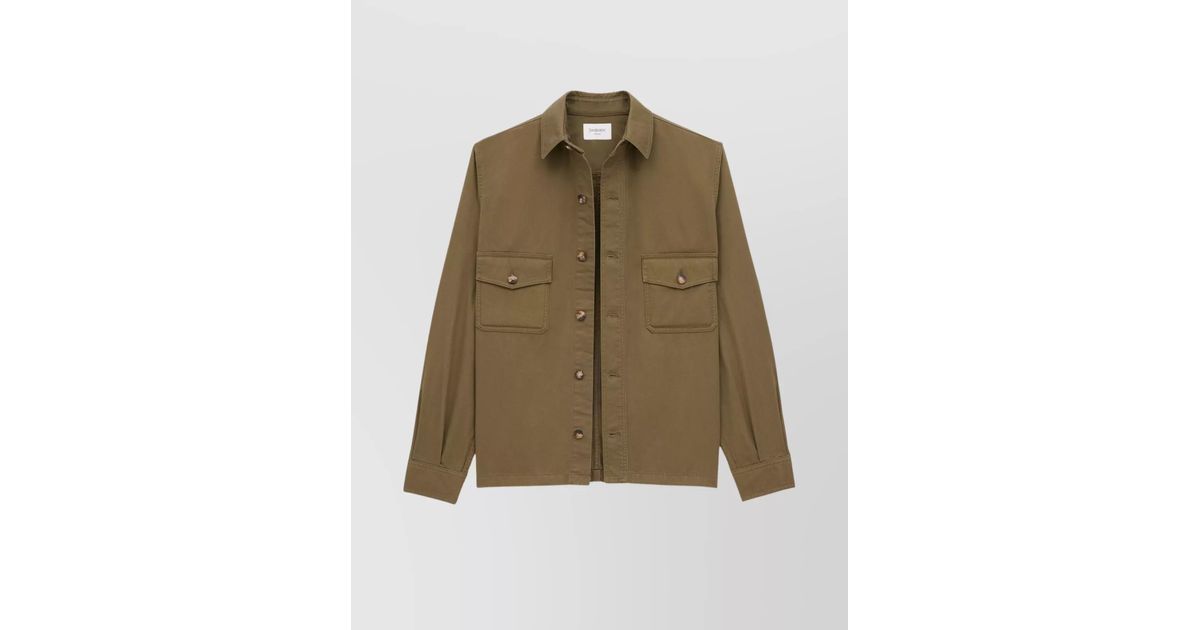 Saint Laurent Twill Cotton Overshirt Chest Pockets in Green for Men | Lyst