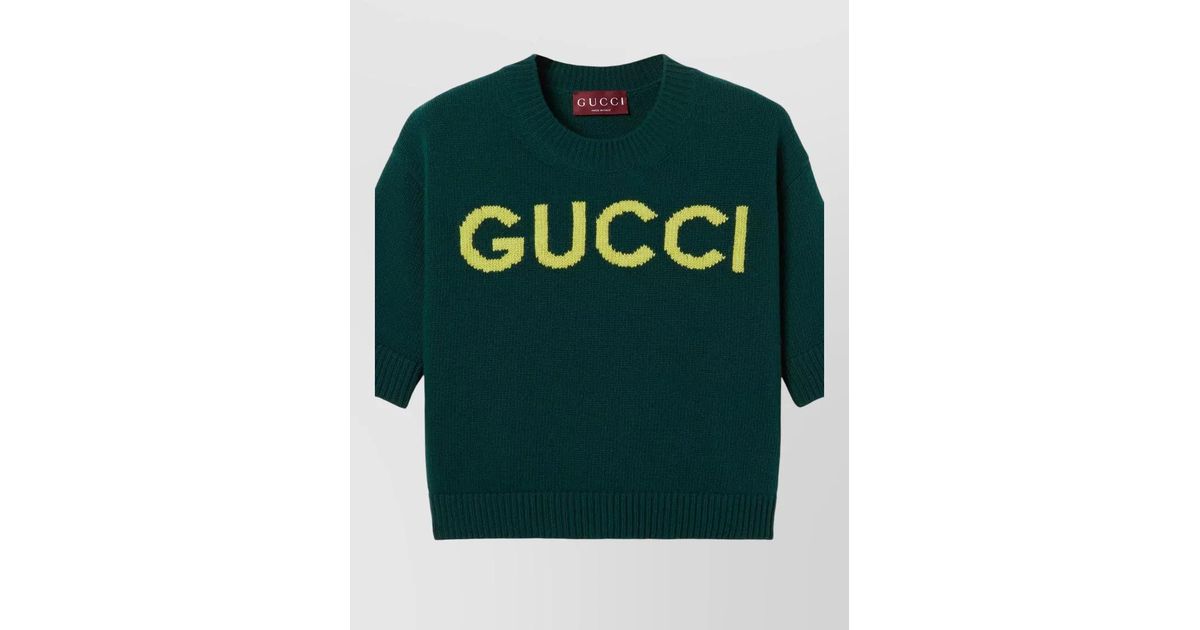 Gucci Knitwear Crew Neck Ribbed Cuffs Hem in Green | Lyst UK