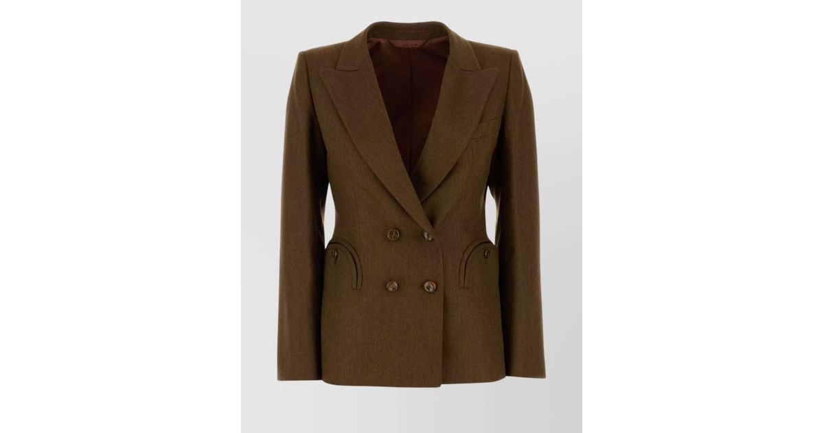 Blazé Milano Linen Blazer Featuring Structured Shoulders in Brown | Lyst