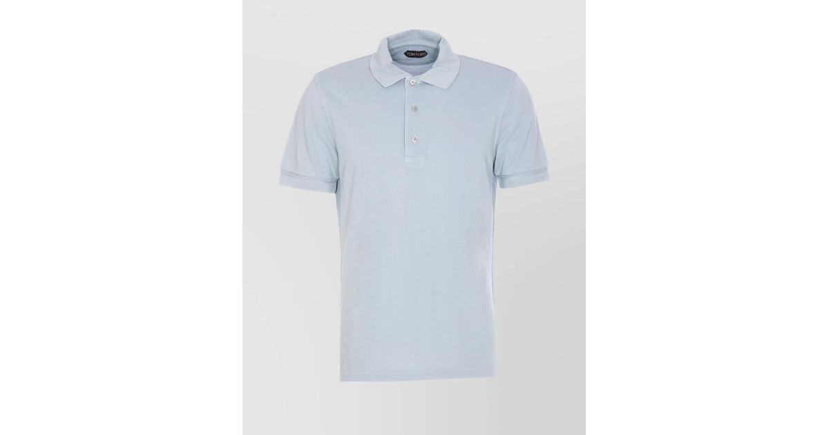Tom Ford Polo Shirt With Ribbed Collar And Cuffs in Blue for Men | Lyst UK