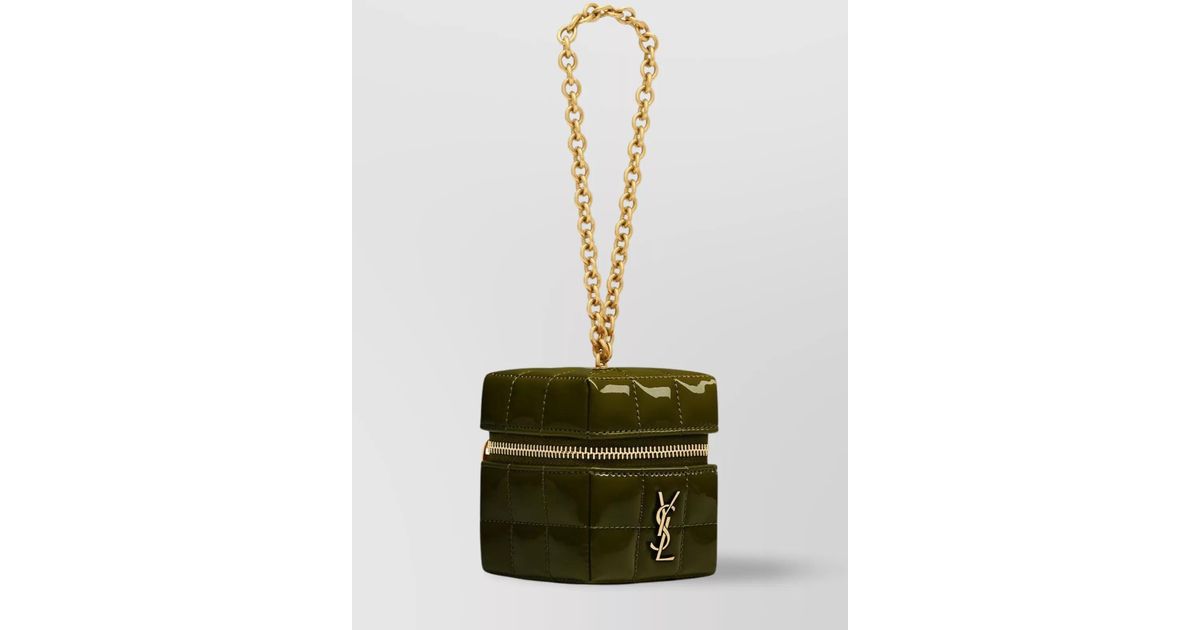 Saint Laurent Quilted Cube Mini Bag With Chain Strap in Green | Lyst