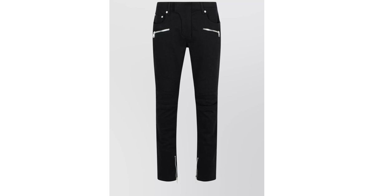 Balmain "Zipper Detail" Denim Jeans With Ankle Zips in Black for Men | Lyst