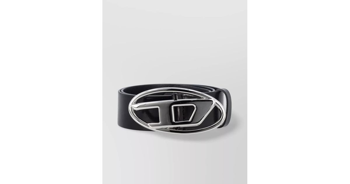 DIESEL Leather Logo-Buckle Belt in Metallic | Lyst UK