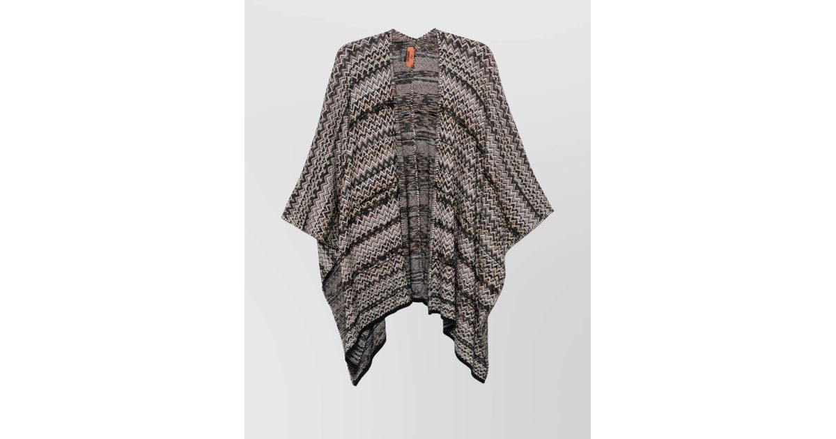 Missoni Knit Cape With Chevron Pattern And Draped Design in Gray | Lyst