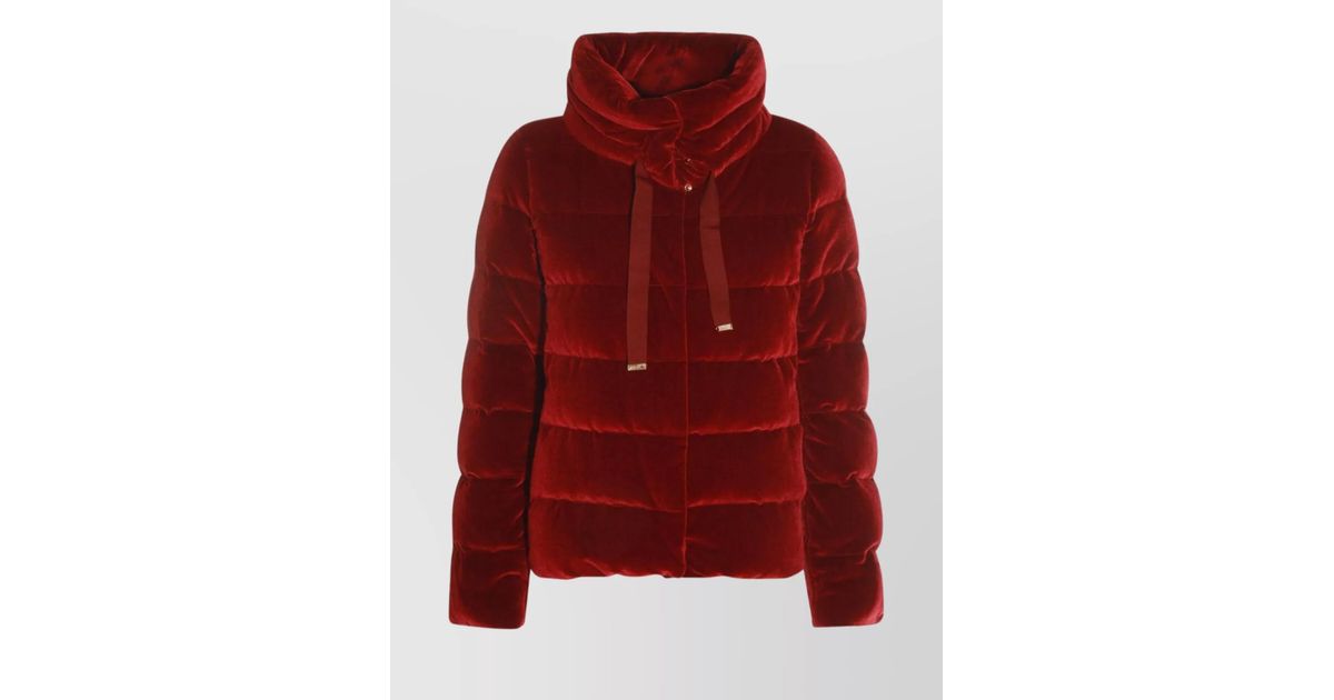Herno Luxurious Quilted Velvet High Collar Jacket in Red | Lyst UK