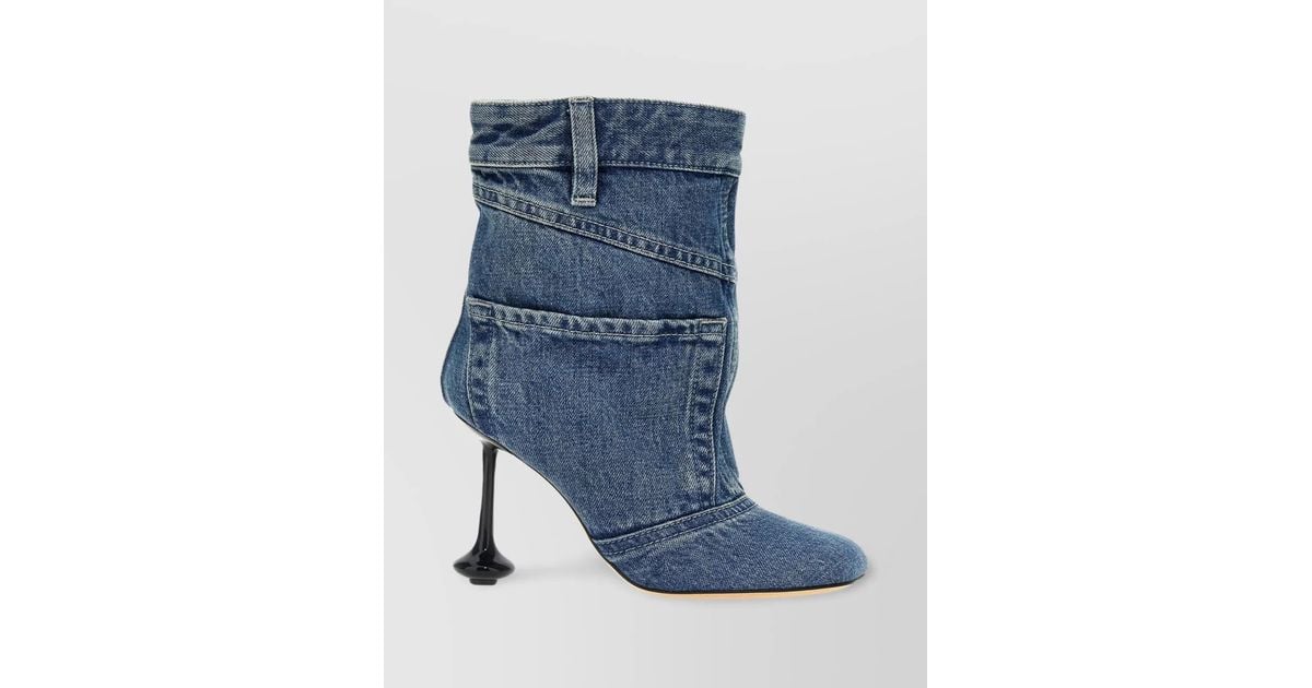 Loewe 'Toy' Mid-Calf Round Toe Boots With Unique Heel in Blue | Lyst