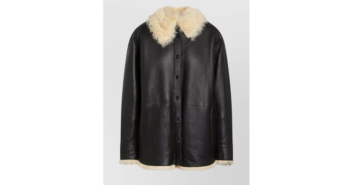 Acne Studios Shearling Jacket Leather Finish in Black | Lyst UK