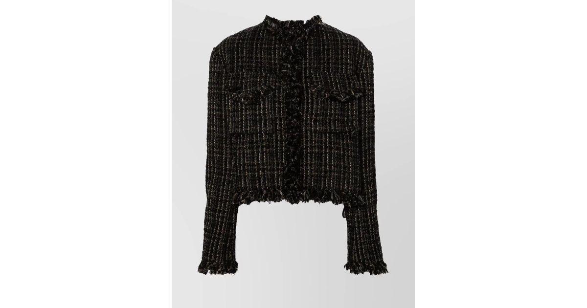 Sacai Wool Short Jacket Tweed Panels in Black | Lyst