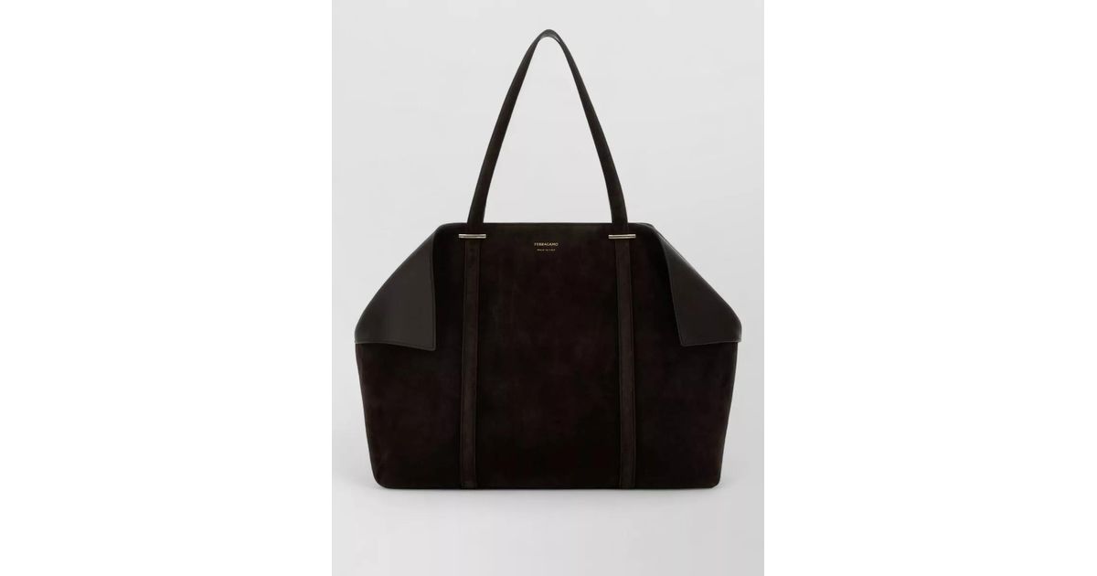 Ferragamo Suede Shopping Bag Featuring Structured Design in Black | Lyst UK