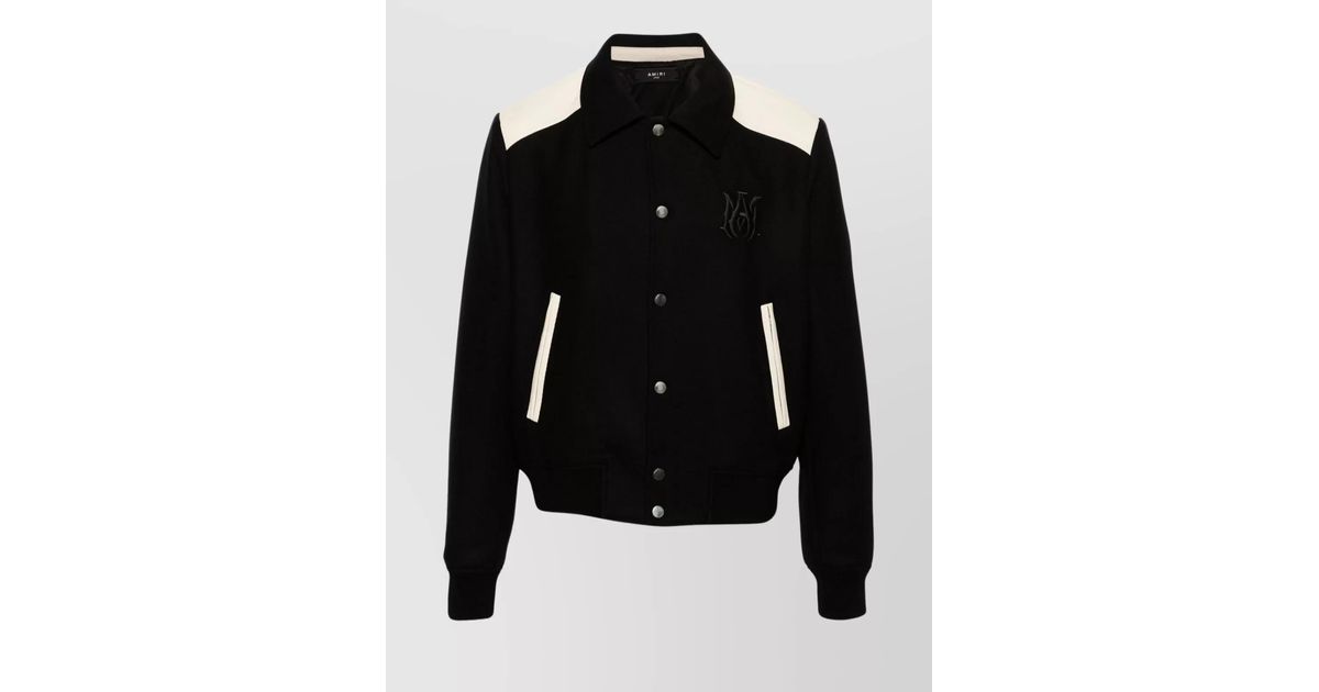 Amiri Collared Wool Jacket With Contrast Shoulder Panels in Black for ...