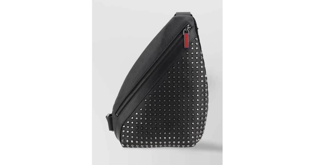 Christian Louboutin Studded Leather Triangular Shape Backpacks in Black ...