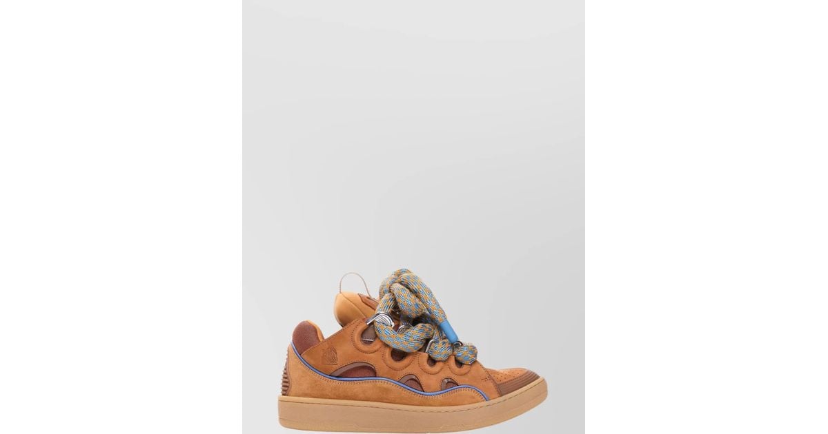 Lanvin Low Top Sneakers With Perforated Toe Box in Brown for Men | Lyst