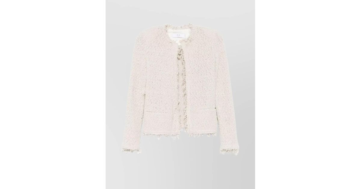 IRO Cotton Jacket With Frayed Edges And Textured Fabric in Natural | Lyst
