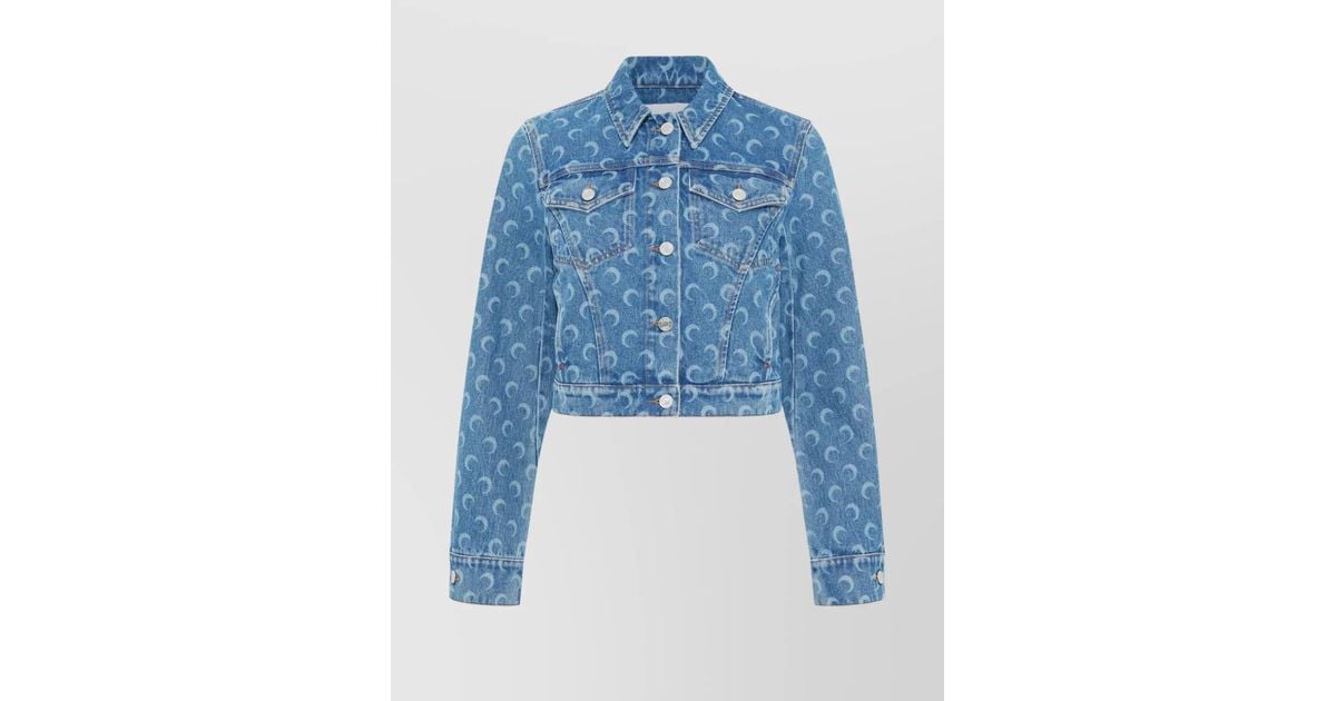 Marine Serre Lunar Laser Print Denim Jacket in Blue | Lyst UK