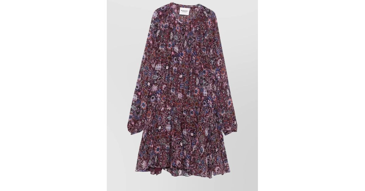 Isabel Marant Floral Print Tiered Dress in Purple | Lyst