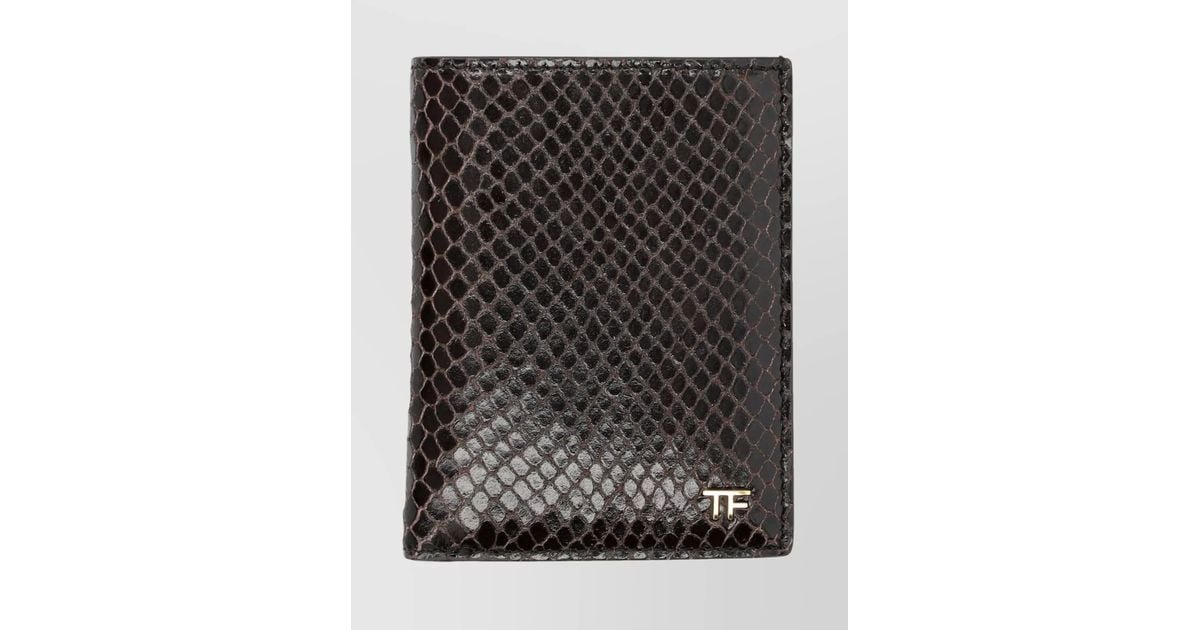 Tom Ford Python Print Folding Card Wallet in Black for Men | Lyst