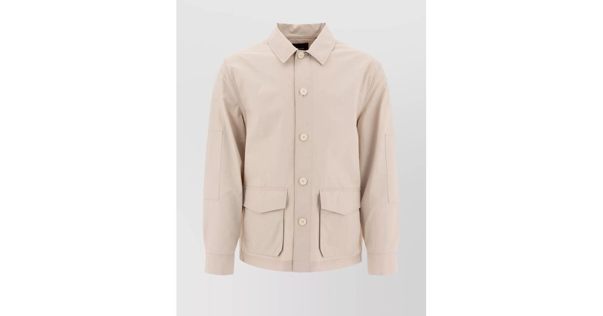 Vince Long Sleeve Point Collar Front Pocket Jackets in Natural for Men ...