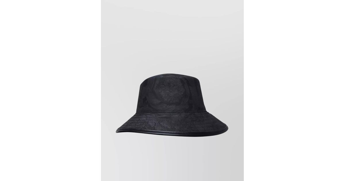 Versace Wide Brim Embroidered Texture Tonal Stitching Hat in Blue for ...