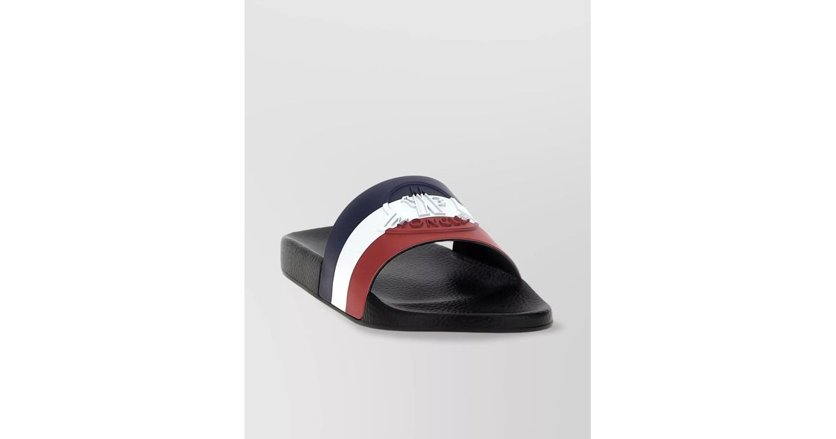 Moncler Tricolor Strap Open Toe Textured Footbed Slides for Men | Lyst