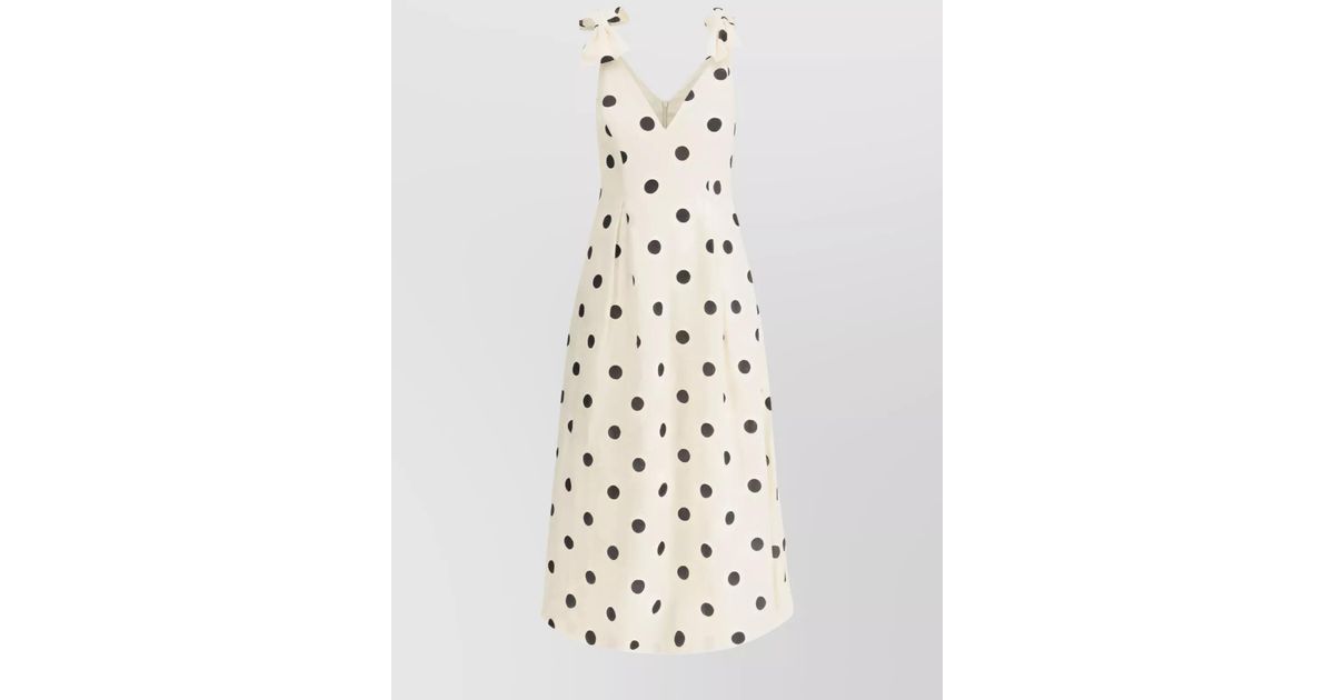 Zimmermann Linen Polka Dot Midi Dress With Bow Straps in White | Lyst UK