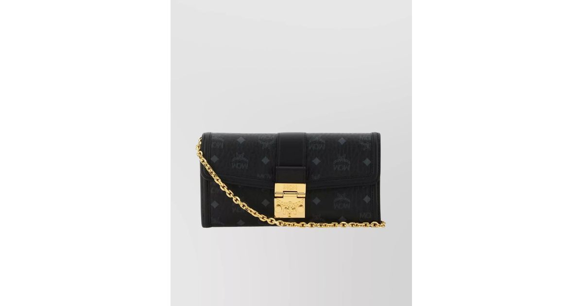 MCM Canvas Tracy Clutch Chain Strap in Black | Lyst