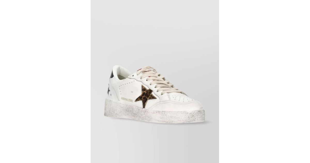 Golden Goose Distressed Leather Sneakers Raised Sole in Natural | Lyst UK