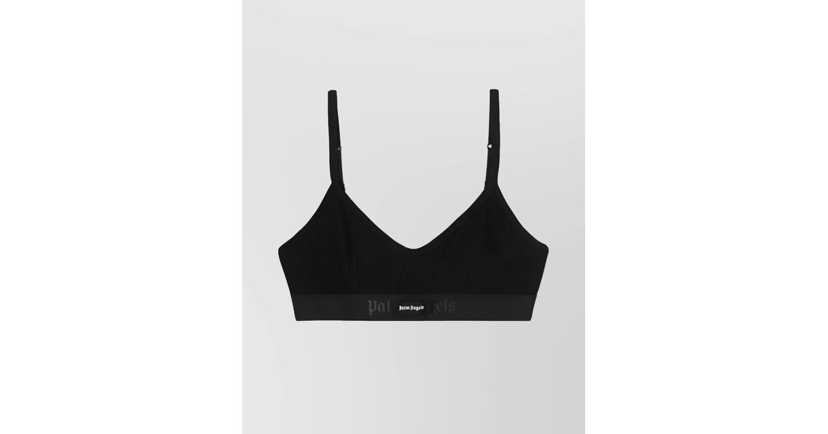 Palm Angels Cotton Logo Balconette Bra in Black | Lyst