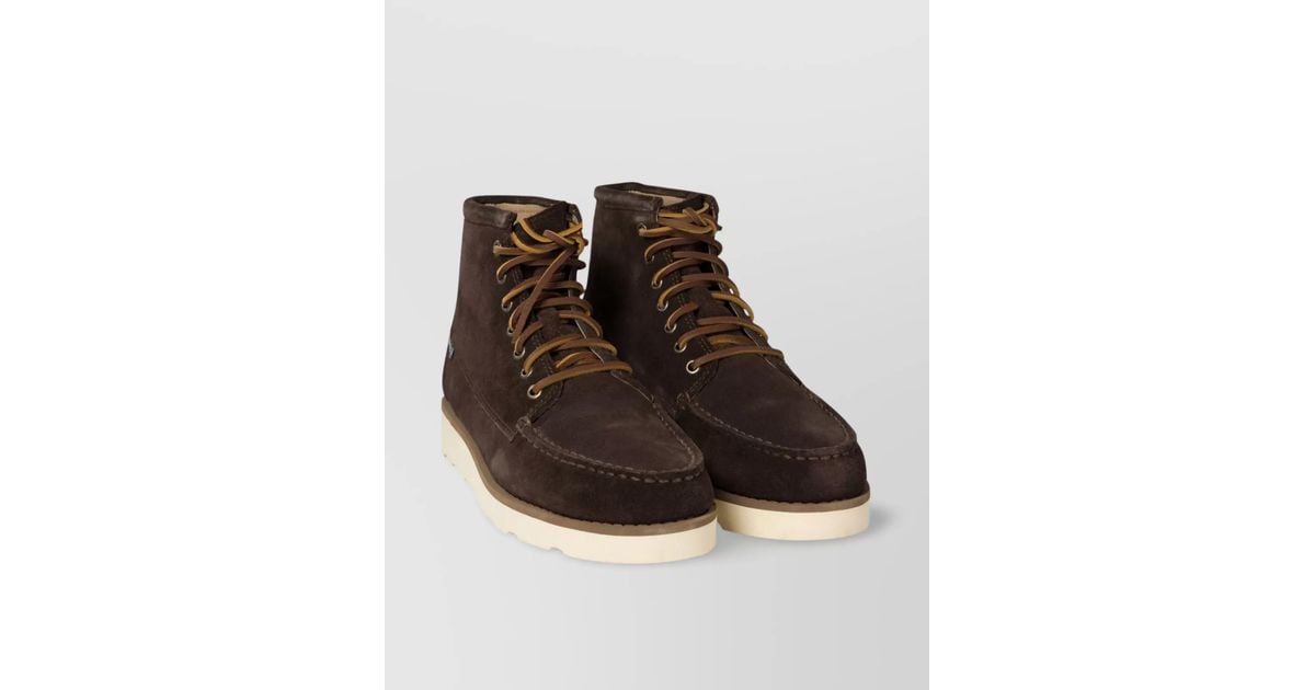 Sebago Mid Suede Lace-Up Boots With Stitch Detailing in Brown for Men ...