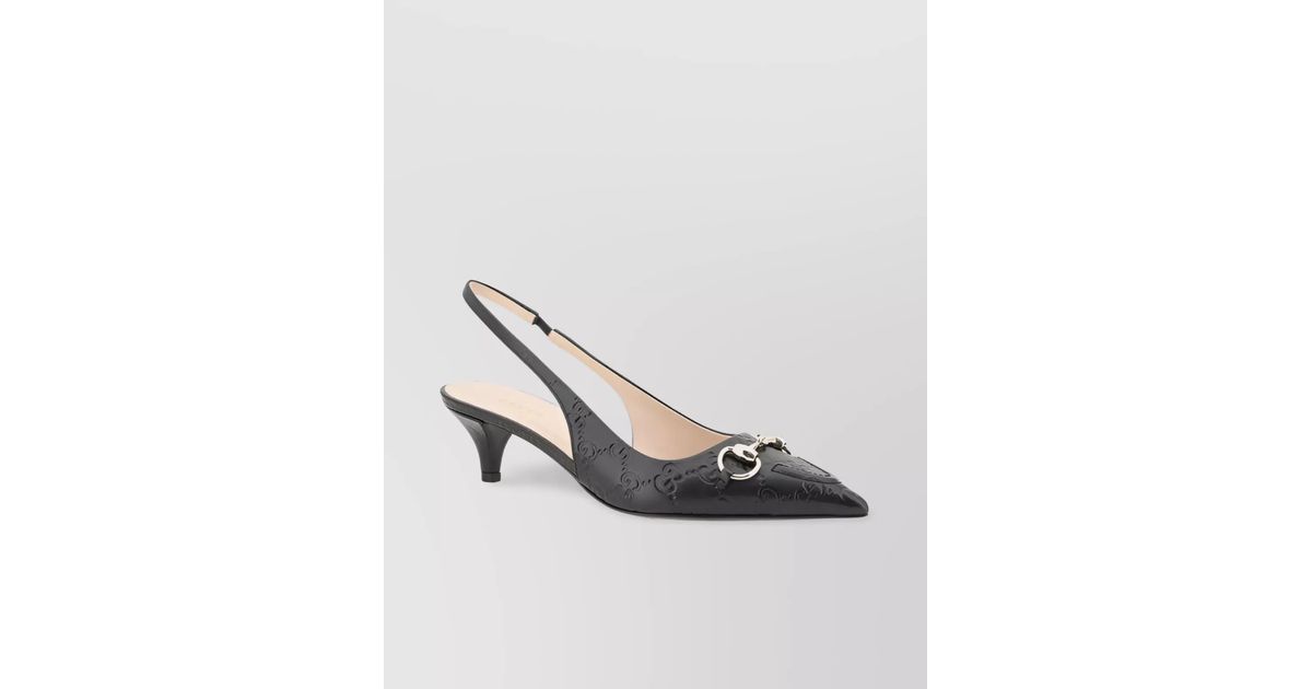 Gucci Horsebit Leather Kitten Heel Pumps | Lyst