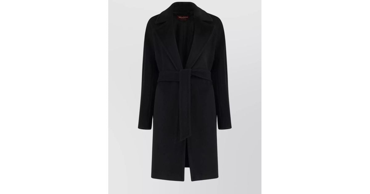 Max Mara Midi Robe Coat Made From Beaver Wool in Black | Lyst UK