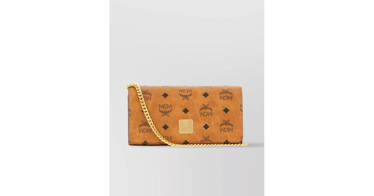 MCM Rectangular Shape Crossbody Bag With Chain Strap in Orange | Lyst