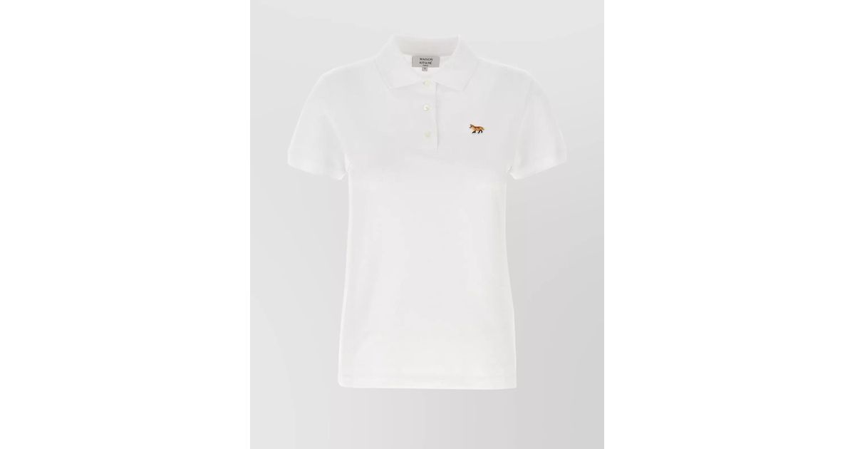 Maison Kitsuné 'Little Fox' Polo Shirt in White | Lyst UK
