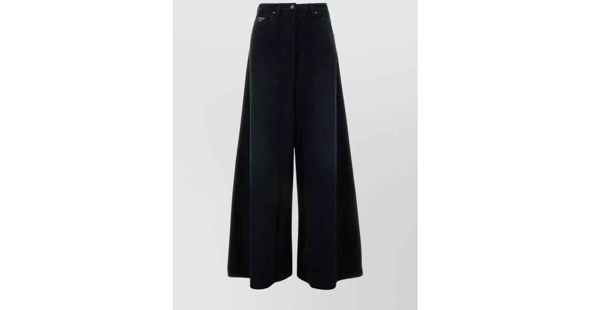 Prada Wide-Leg Jeans With Front And Back Pockets in Blue | Lyst