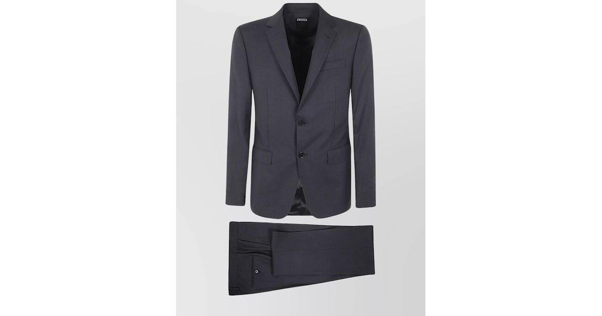 ZEGNA Wool Suit Buttoned Cuffs in Blue for Men | Lyst