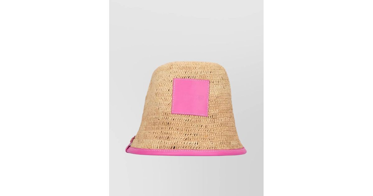 Jacquemus Straw Texture Hat Contrast Trim in Pink | Lyst