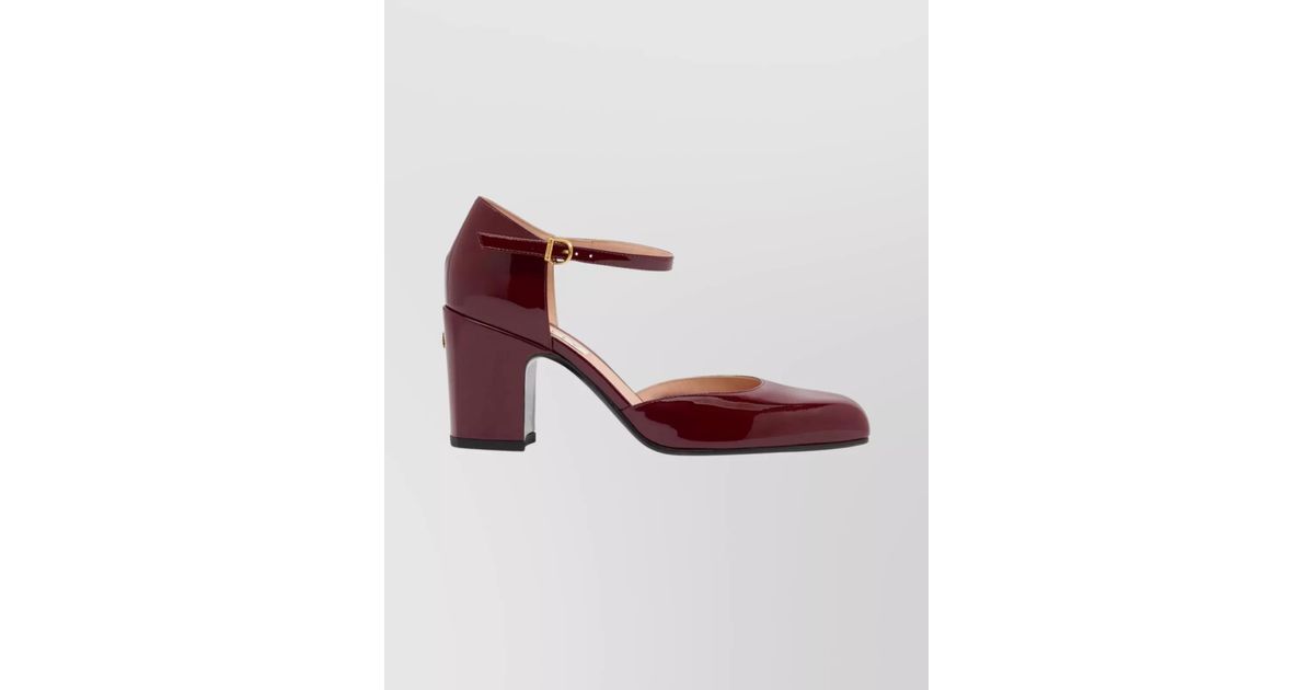 Bally Square Toe Block Heel Pumps With Hardware in Red | Lyst