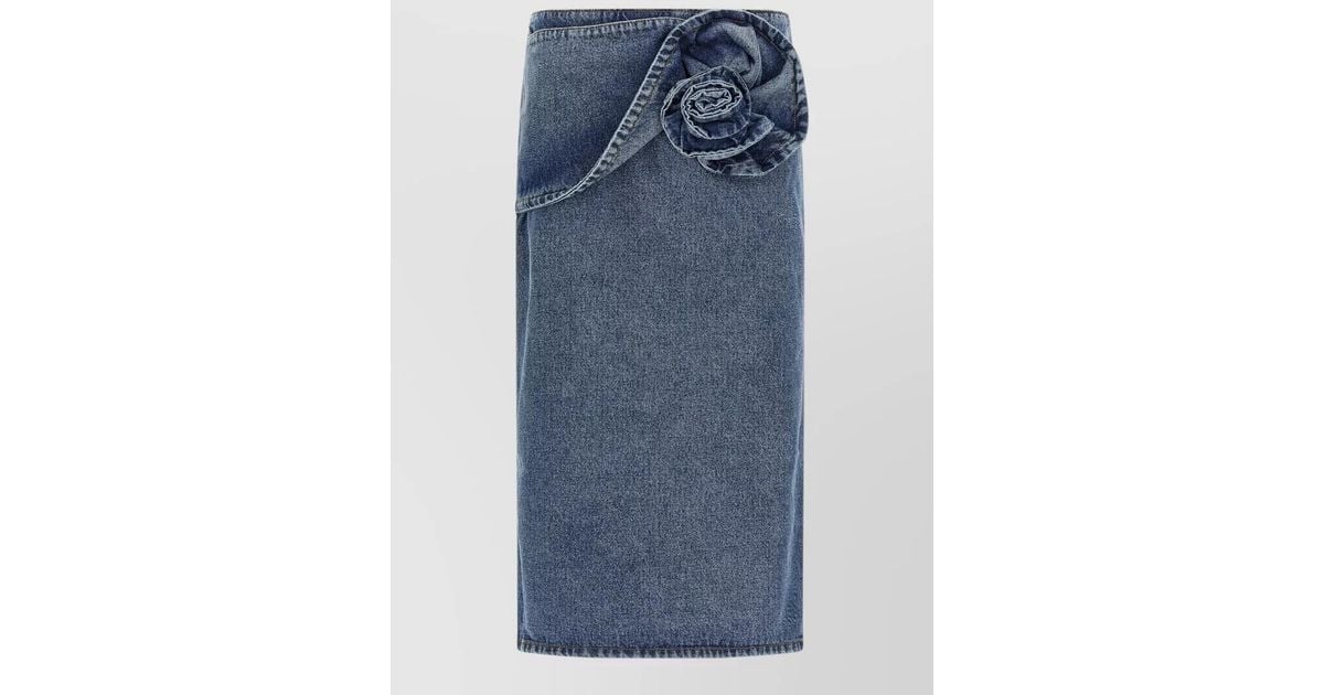 Magda Butrym High Waist Skirt Floral Detail Slit in Blue | Lyst UK