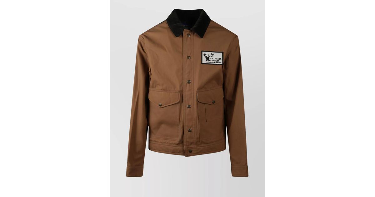 Junya Watanabe Cotton Wool Work Jacket With Contrast Collar in Brown ...